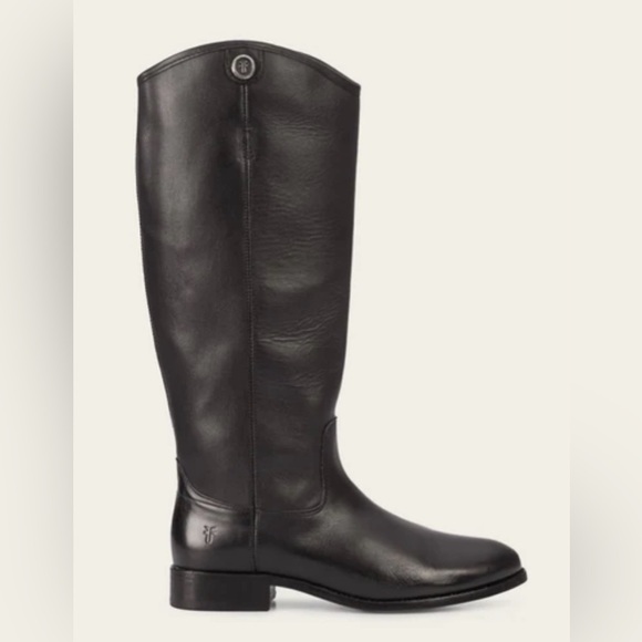 Frye | Shoes | Frye Black Melissa Button Leather Boots Extended Calf ...